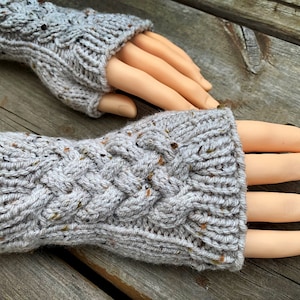 Knitting Pattern - Cable Fingerless Gloves or Mitts - Instant Download ...
