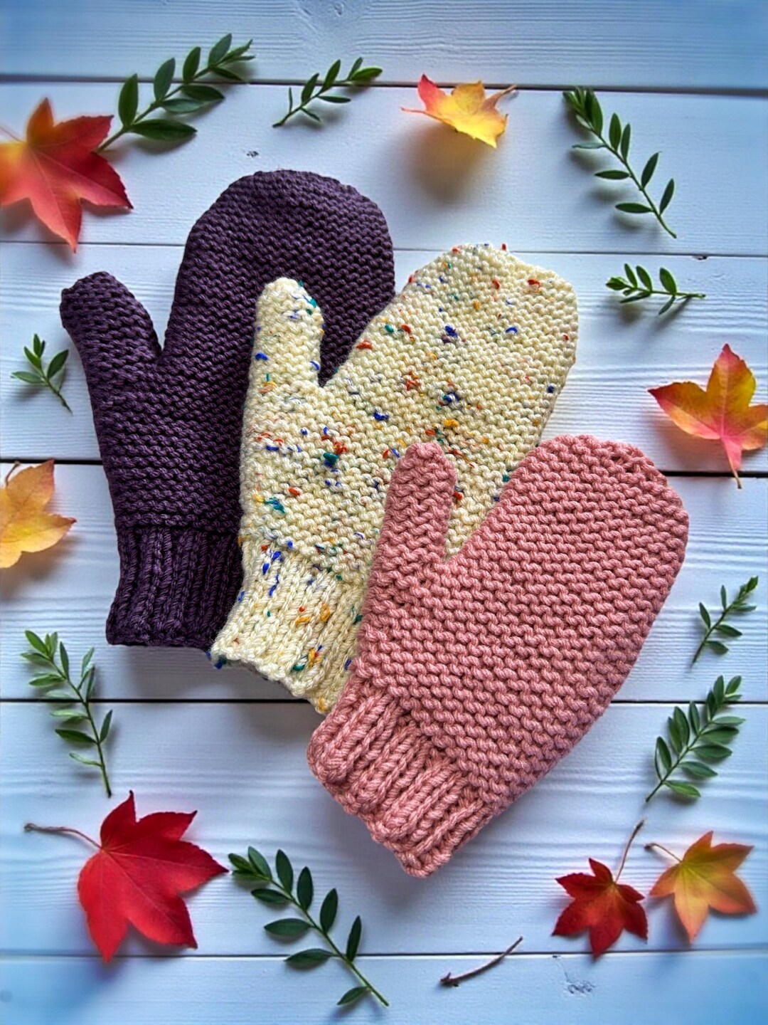 Quick Easy Knit Mittens Pattern, Knit Flat on 2 Needles - Beginner ...
