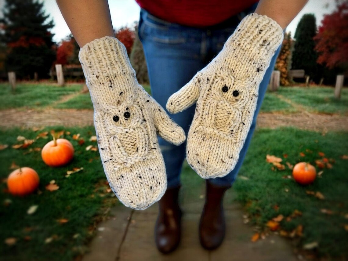 Knitting Pattern - Owl Mittens - Knit Flat on 2 Needles - Quick to Knit ...