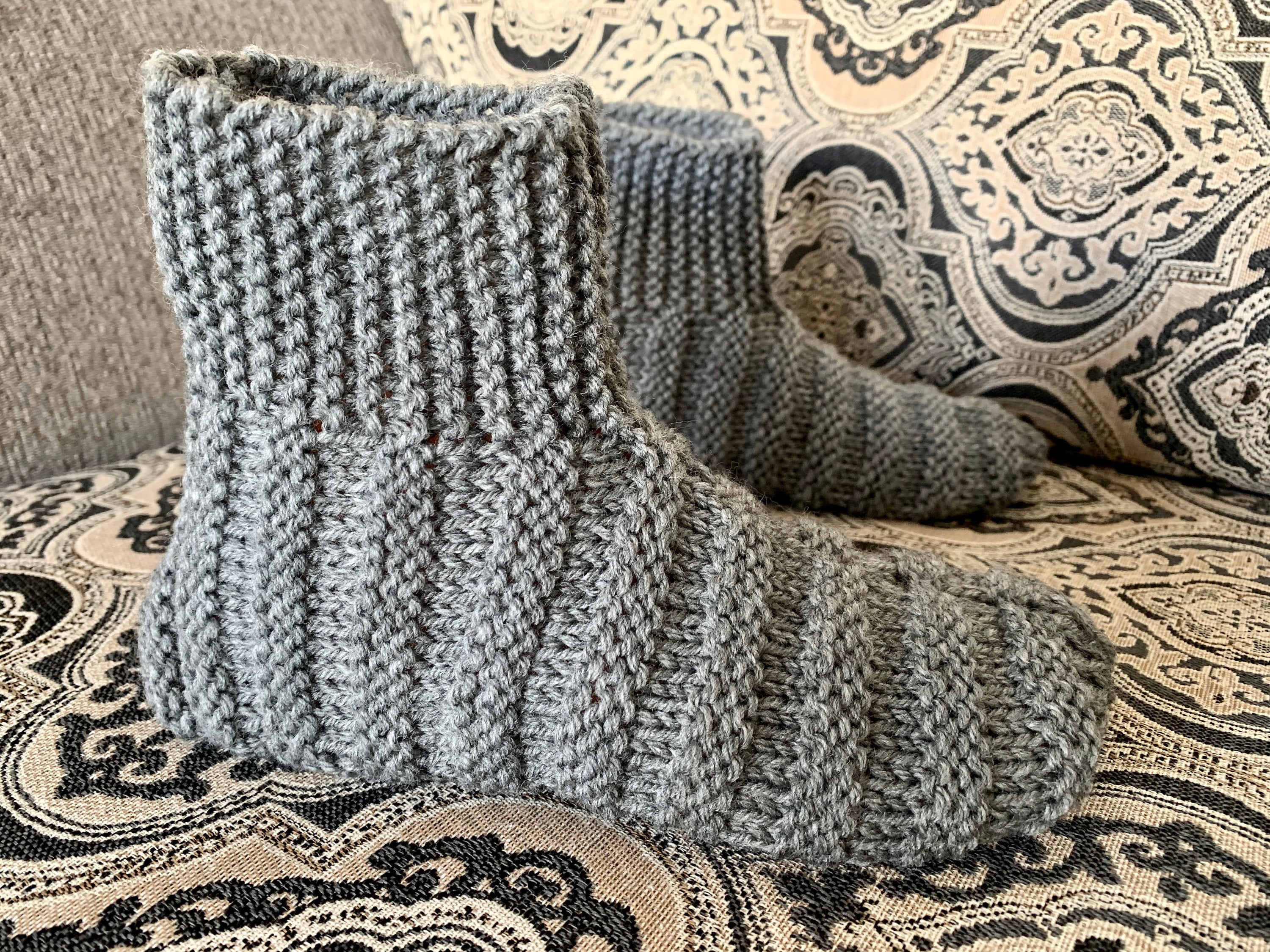 CUSTOM ORDER Hand Knit Adult Booties House Slippers - Free Shipping to ...