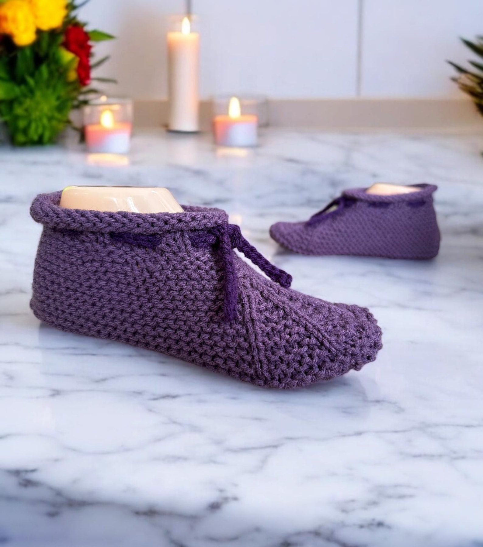 Knitting Pattern - Stay-put Tie-up Slippers – House Shoes - Knit on ...