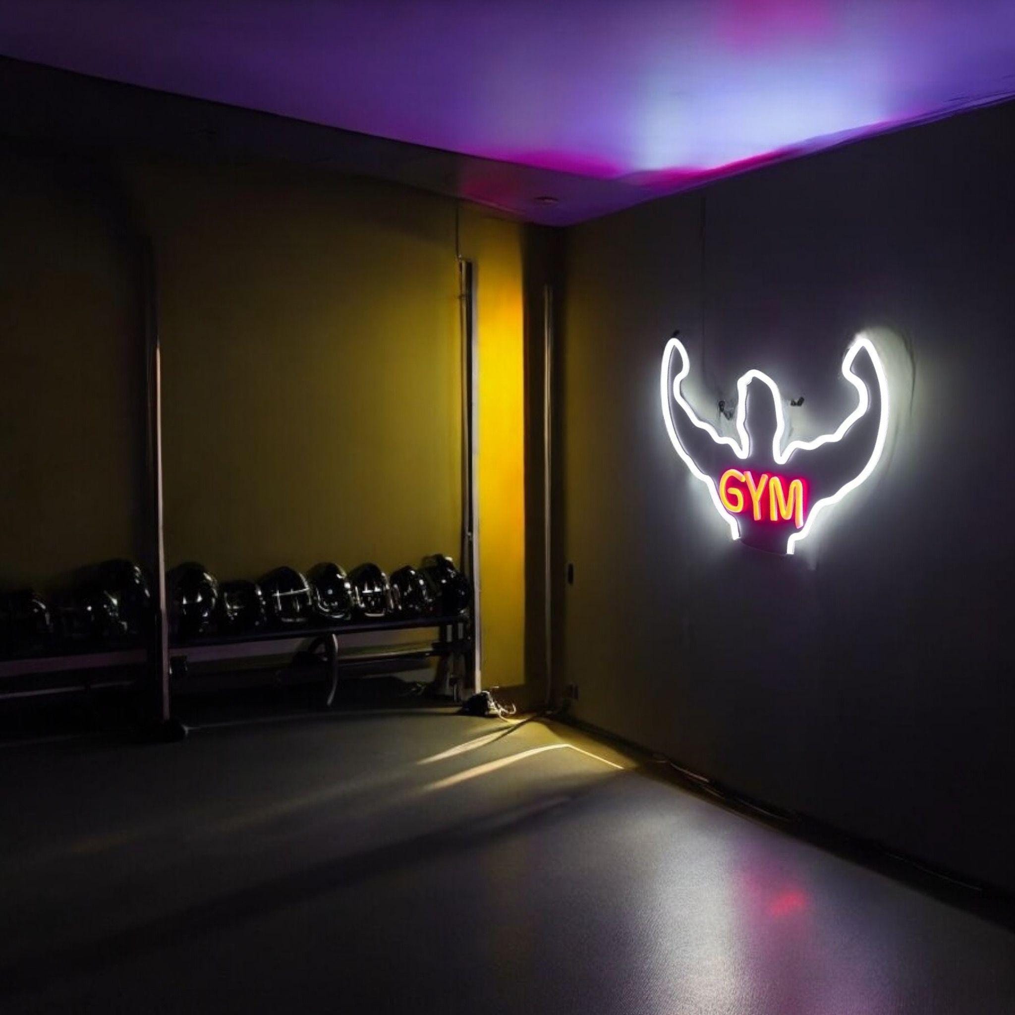 Gym Wall Decor, Gym Lighted Painting, Bodybuilding, Muscular Man Neon ...