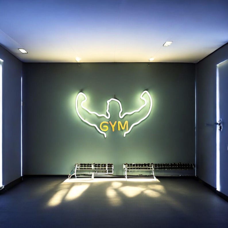 Gym Wall Decor, Gym Lighted Painting, Bodybuilding, Muscular Man Neon ...