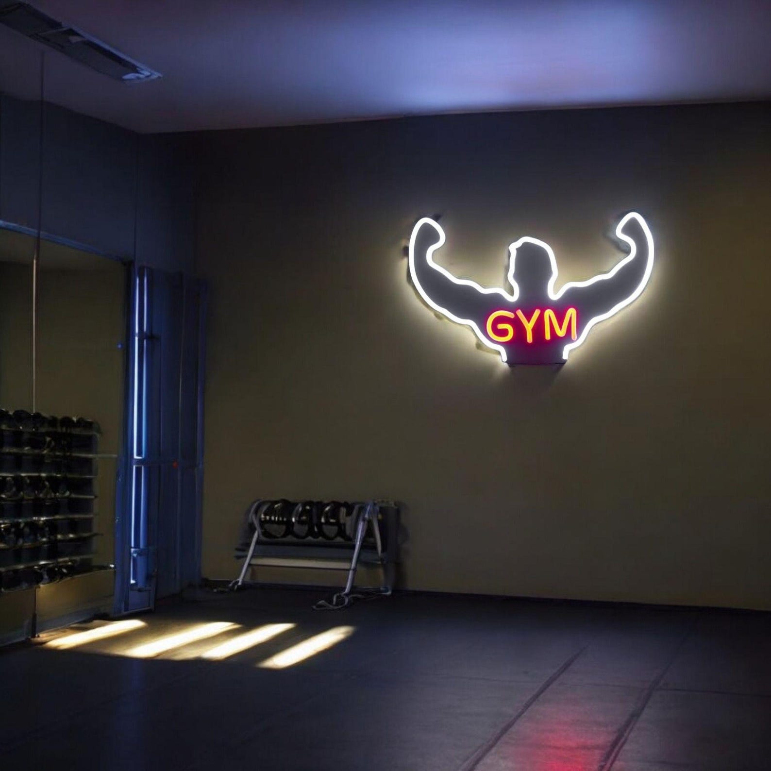 Gym Wall Decor, Gym Lighted Painting, Bodybuilding, Muscular Man Neon ...