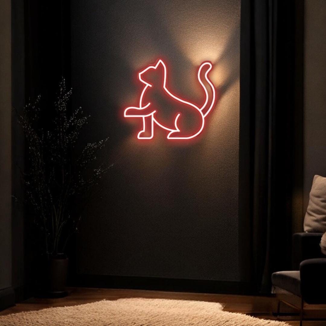 Cat Neon Sign, Funny Cat Neon Light, Hand Wall Decor, Custom Neon Sign ...
