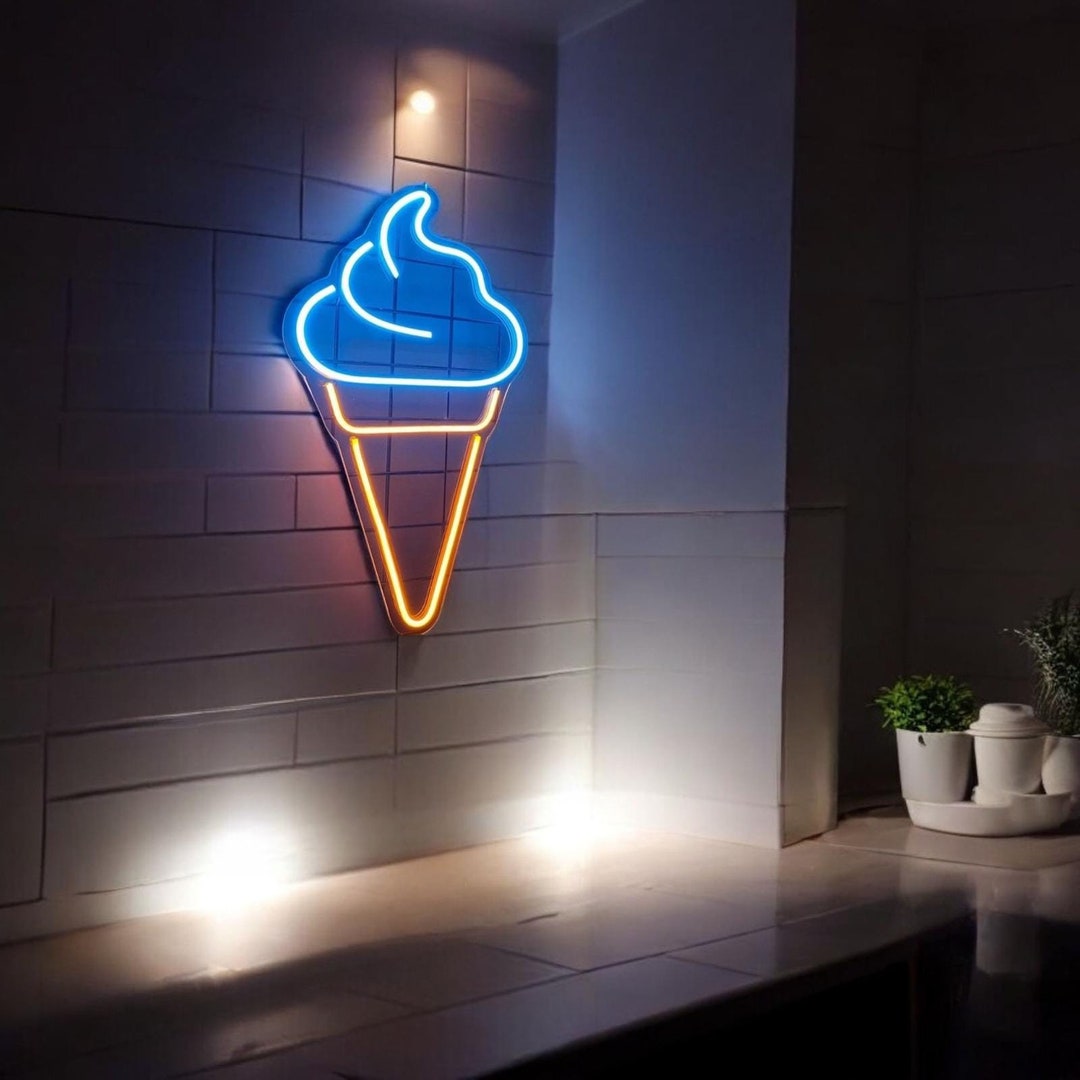 Ice Cream Neon Sign Custom Neon Sign Led Light Wall Decor Ice Cream ...