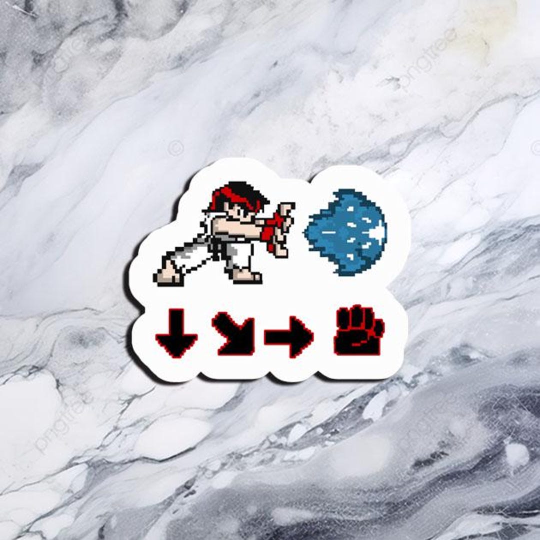 Retro Fighter Hadouken Sticker, 8-bit Gaming Decal, Pixel Art Vinyl ...