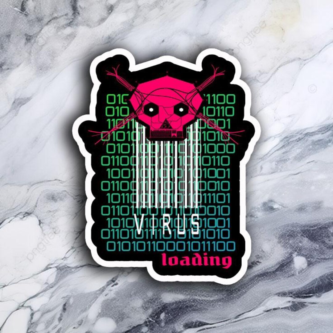 Virus Loading Sticker Cool Cybersecurity Skull Design for Hackers ...