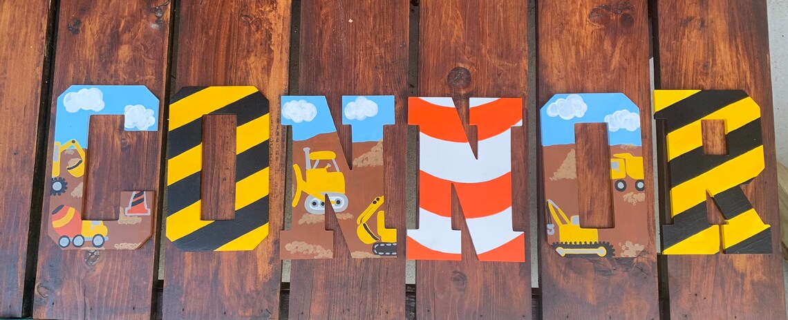 Construction themed letters | Etsy