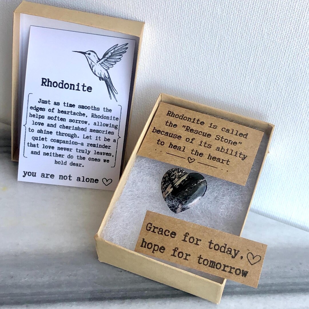 Rhodonite Heart Gift Box: Comfort & Healing Stone - Etsy