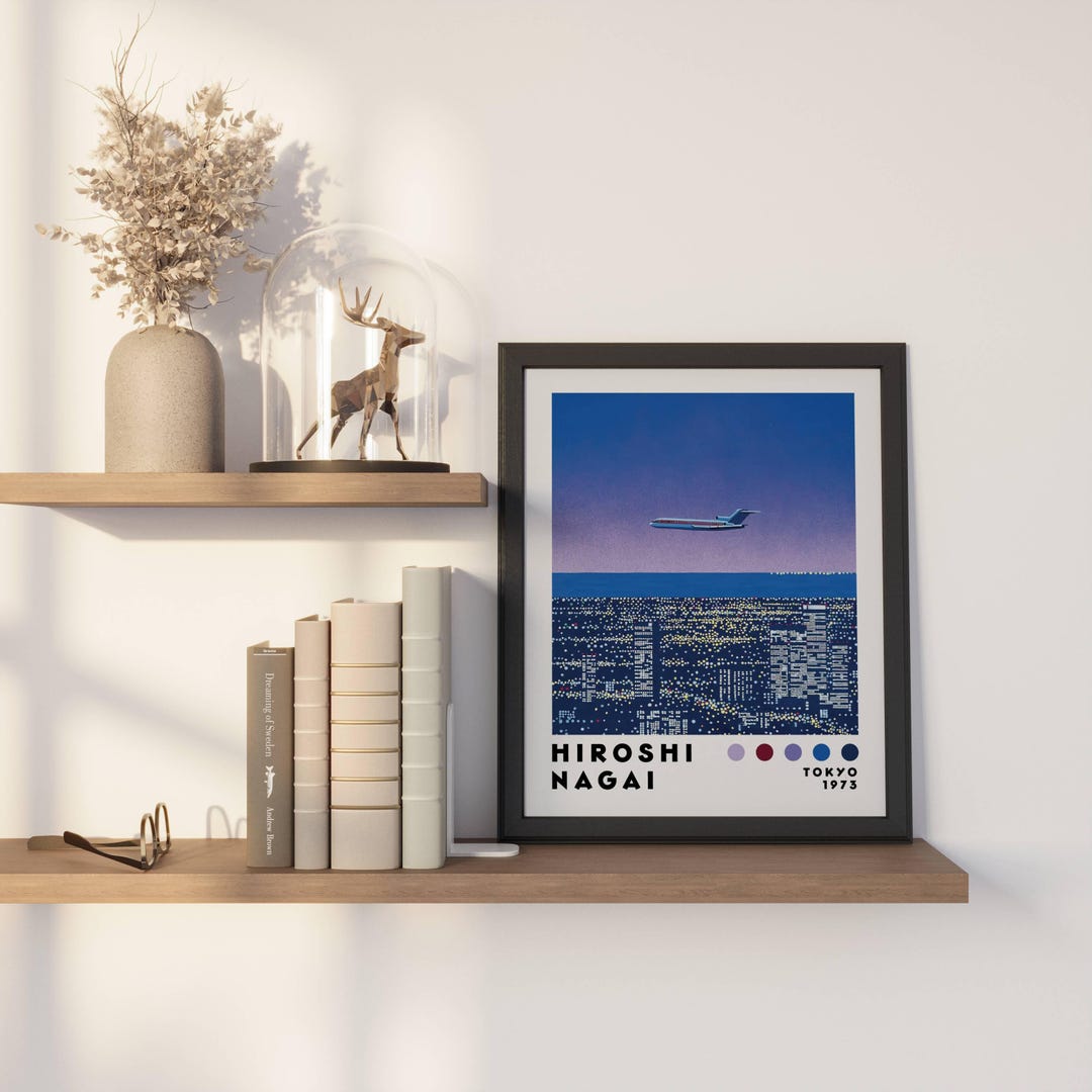Hiroshi Nagai Tokyo 1973 / Night Flight - Plane Above City Pop Art ...