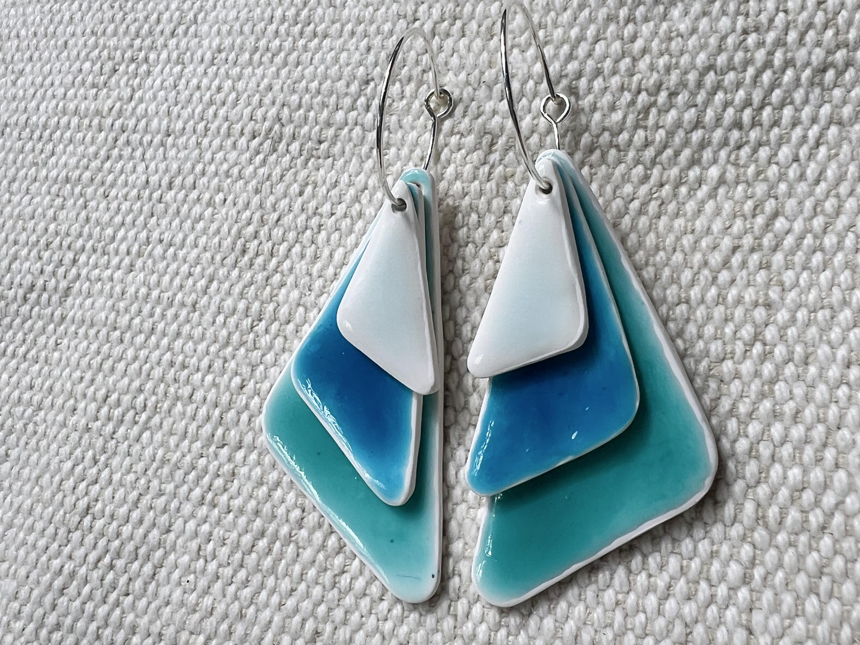 Midnight Cascade | Layered Blue Triangle Earrings - Etsy