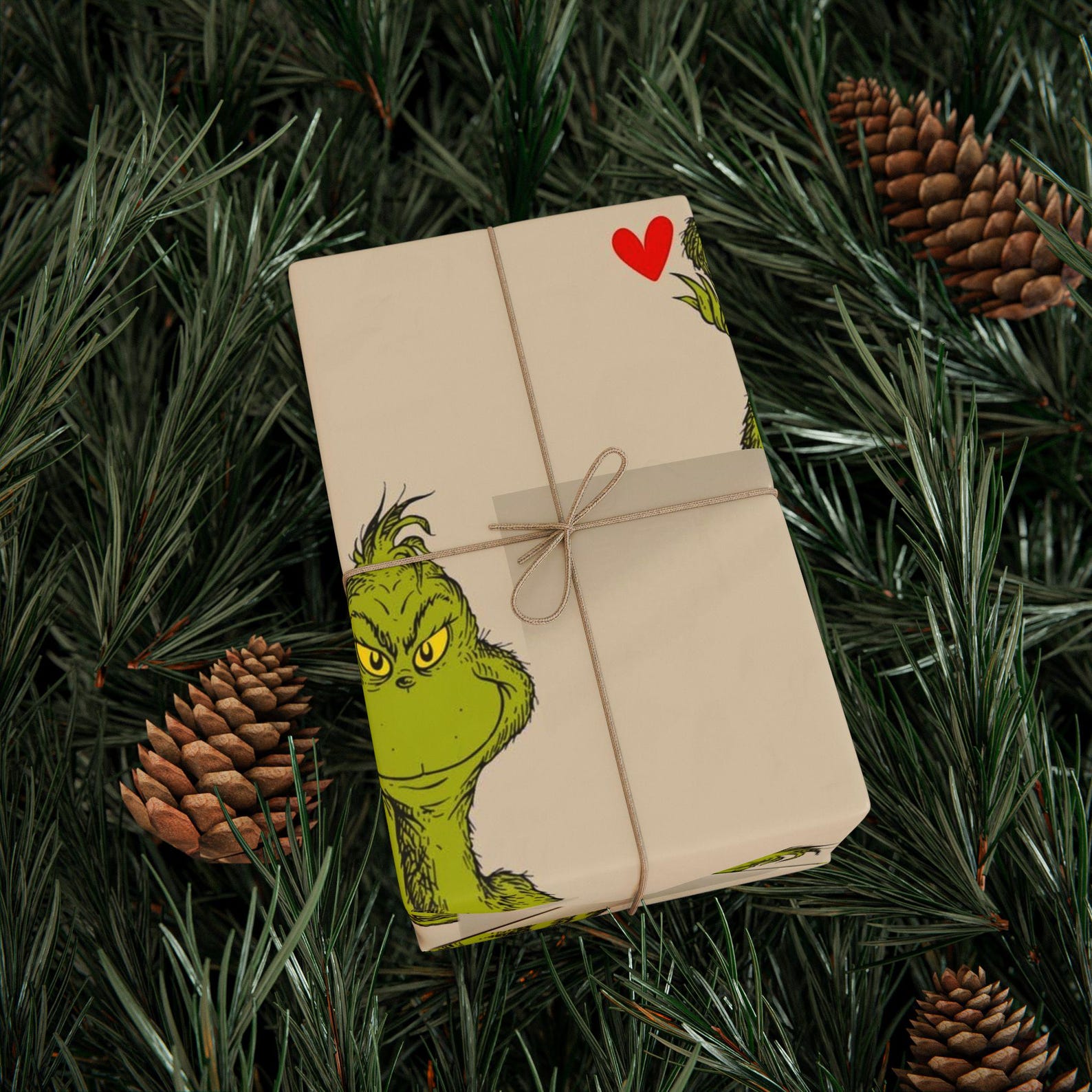 Grinch With Heart Wrapping Papers | Holiday Character Gift Wrap - Etsy