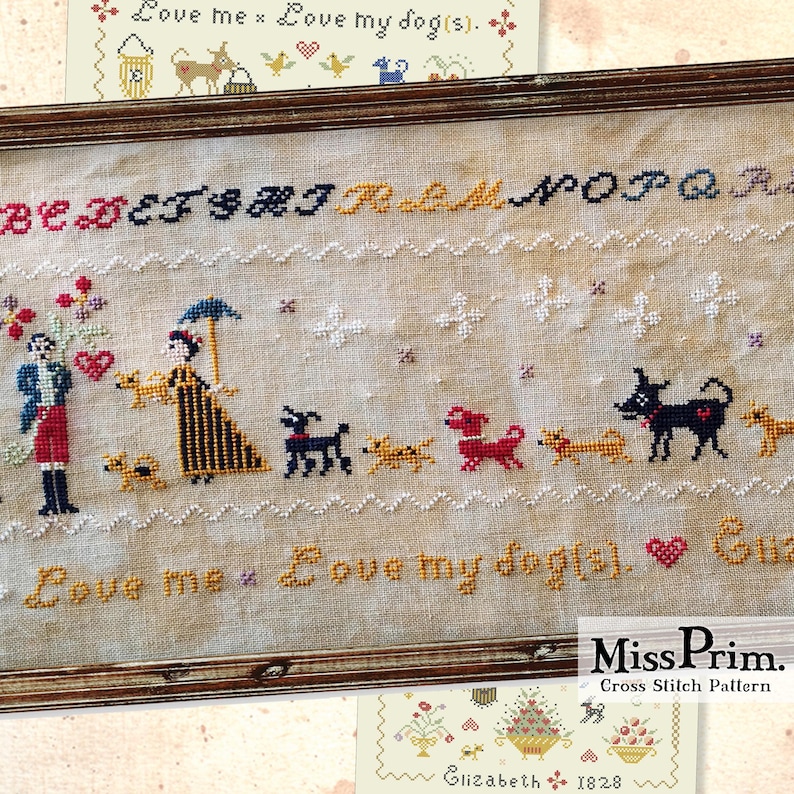 Patrón de punto de cruz para perros: Love Me, Love My Dogs Sampler ...