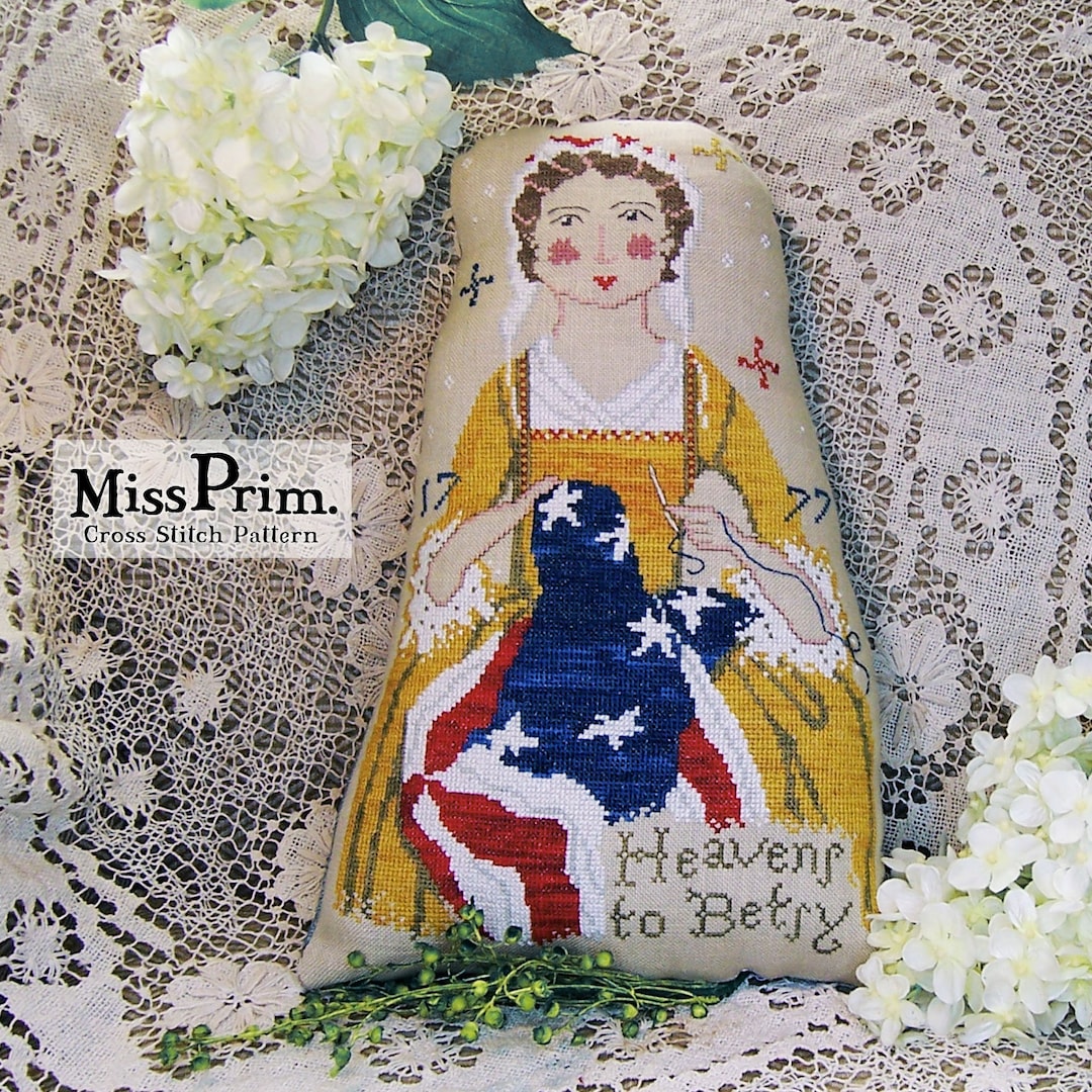 Betsy Ross Colonial Cross Stitch - Primitive Americana Cross Stitch ...
