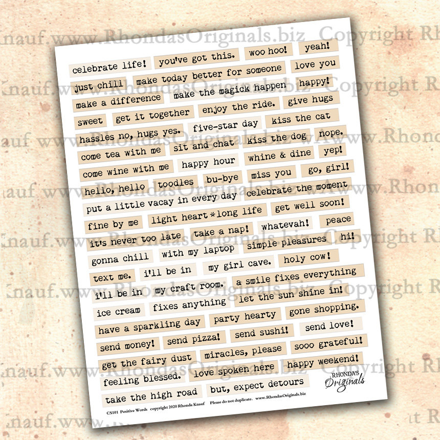 Printable Positive Words Phrases Digital Download Collage - Etsy