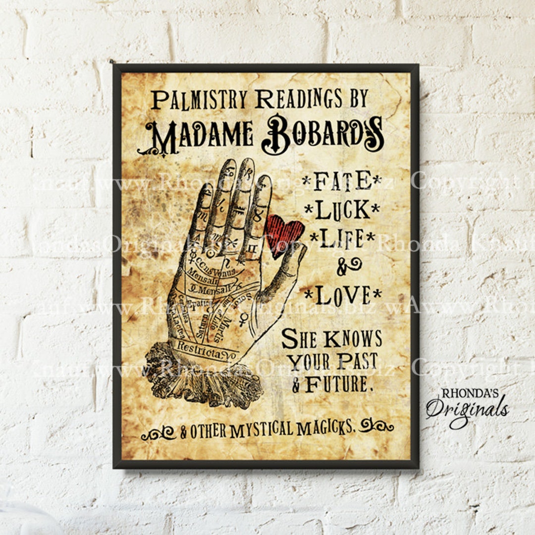 Printable Palmistry Advertisement Poster Zodiac Wall Art Print Digital ...