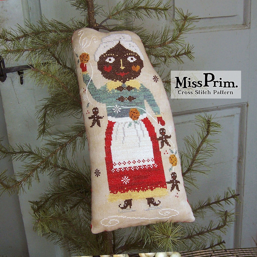 Christmas Baker Cross Stitch Pattern - Black Mrs. Claus - Gingerbread ...
