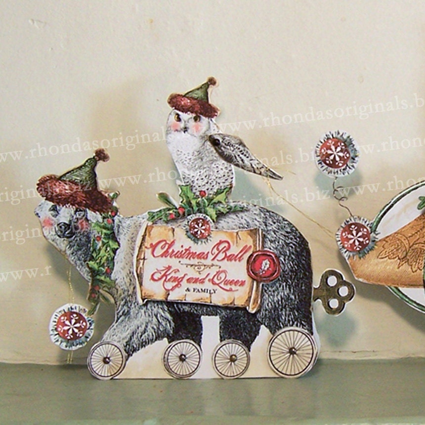 Digital Christmas Decoration Owl Paper Doll or 3D Christmas | Etsy