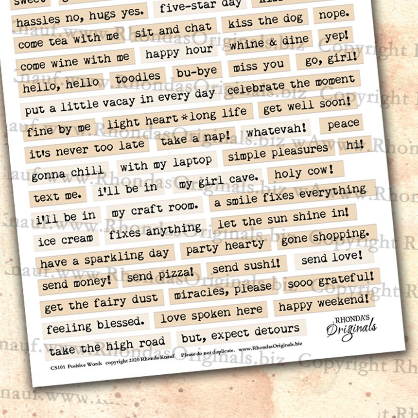Printable Positive Words Phrases Digital Download Collage - Etsy