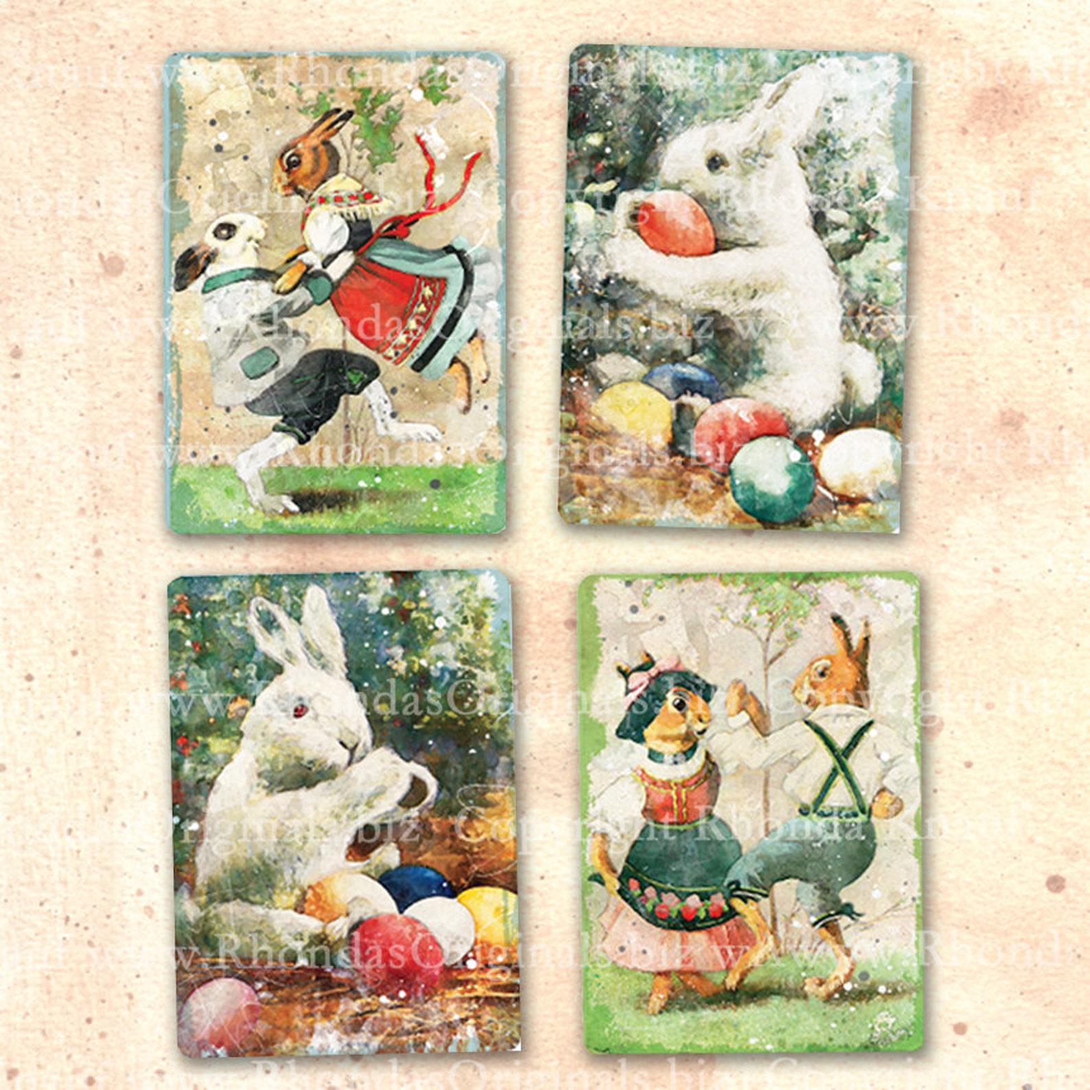 Rabbit Clipart DIY Easter Bunny Collage Sheet ATC Tags - Etsy