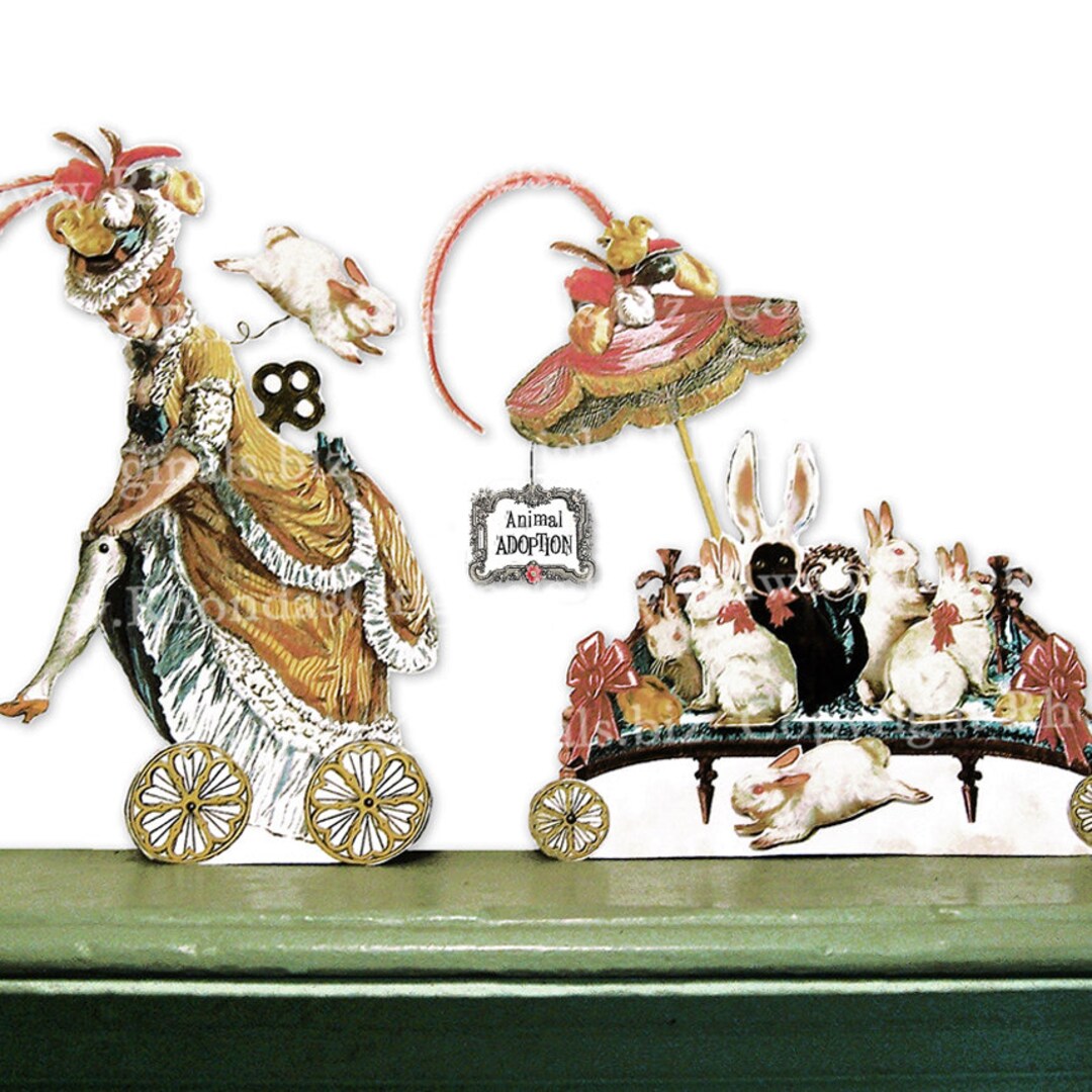 Paper Puppets - Marie-antoinette Whimsical Clipart - Rabbit Clipart ...
