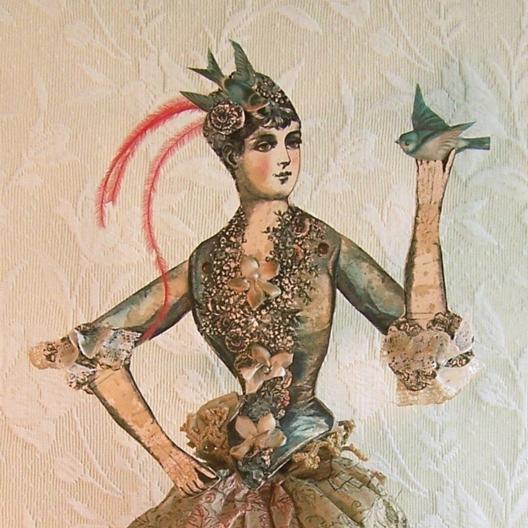 Victorian Bird Lady With Bustle Digital Download Paper Doll Printable ...
