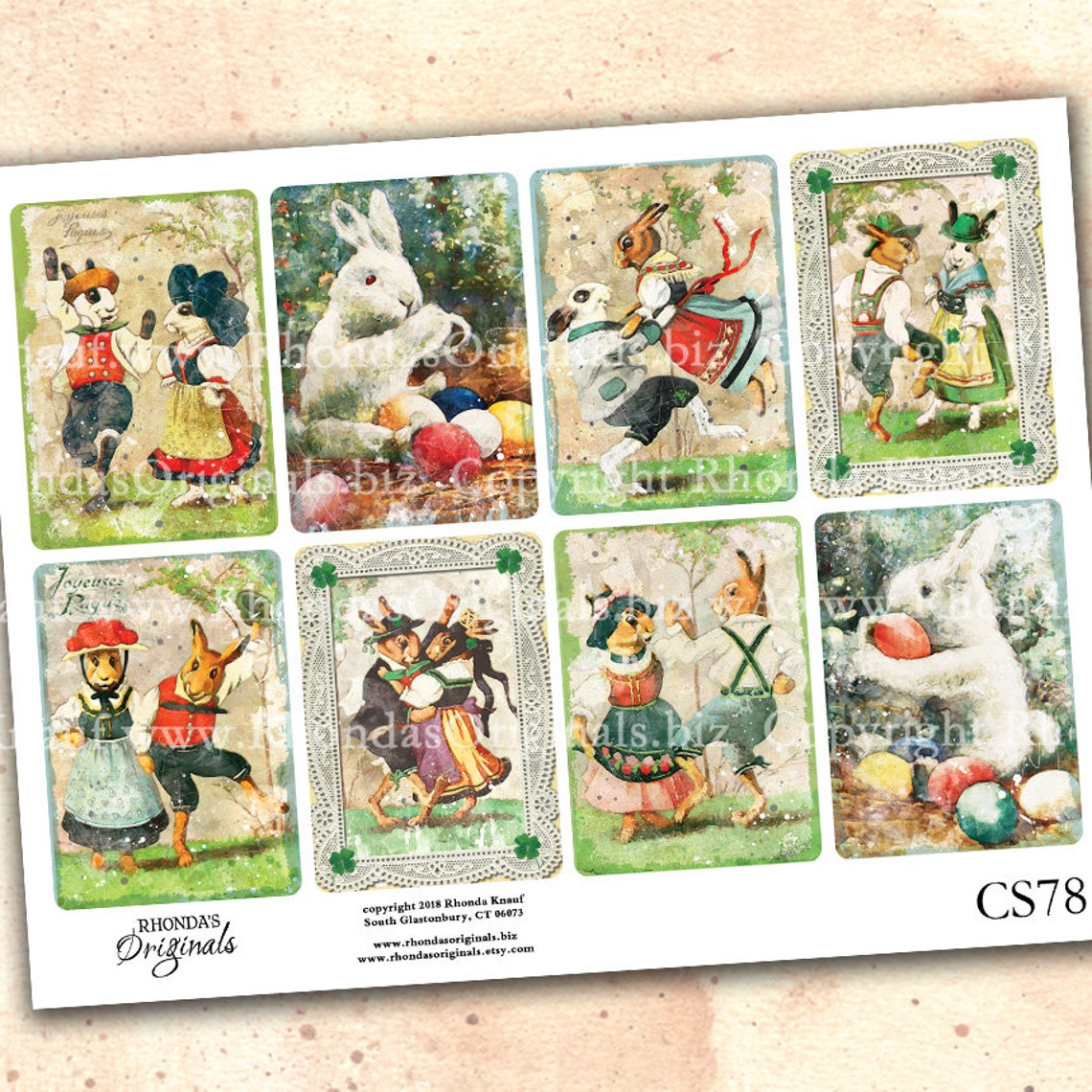 Rabbit Clipart DIY Easter Bunny Collage Sheet ATC Tags - Etsy