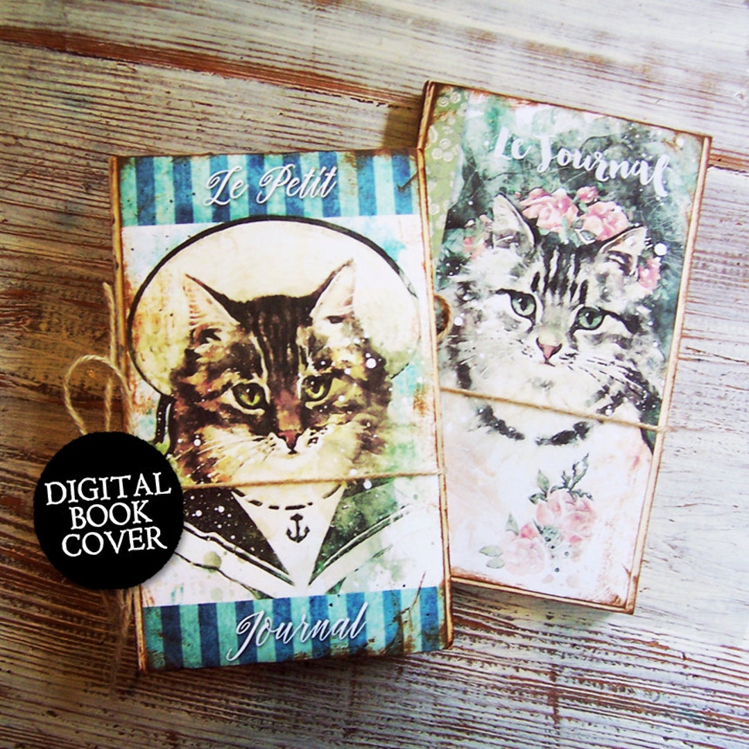 Junk Journal Covers - Cat Clipart - Digital Collage - Digital Ephemera ...