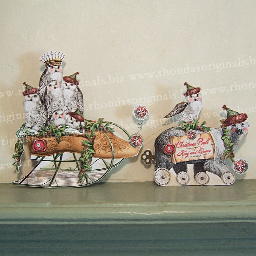 Digital Christmas Decoration Owl Paper Doll or 3D Christmas | Etsy