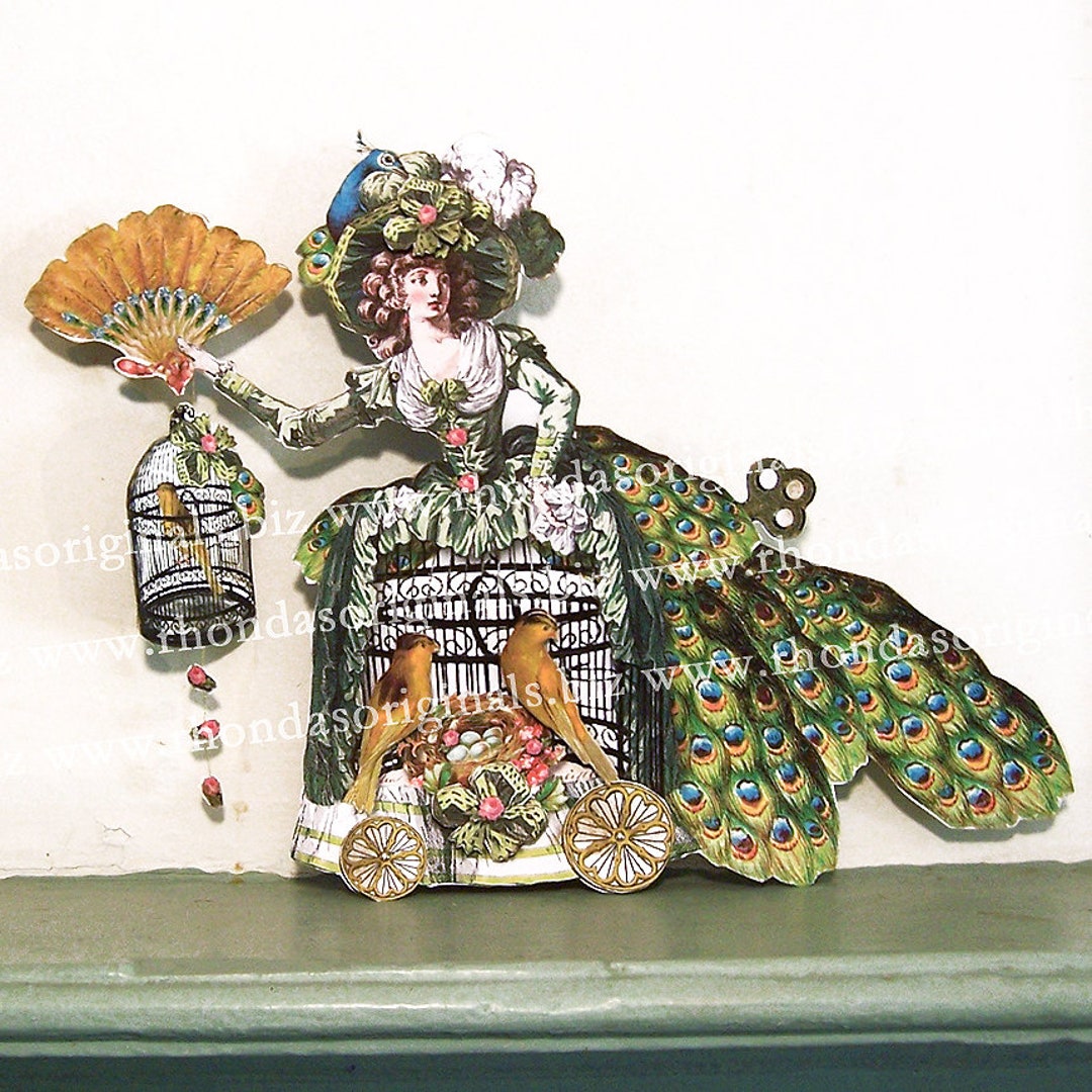 Peacock Clipart, Paper Puppets - Marie Antoinette Altered Doll Art ...