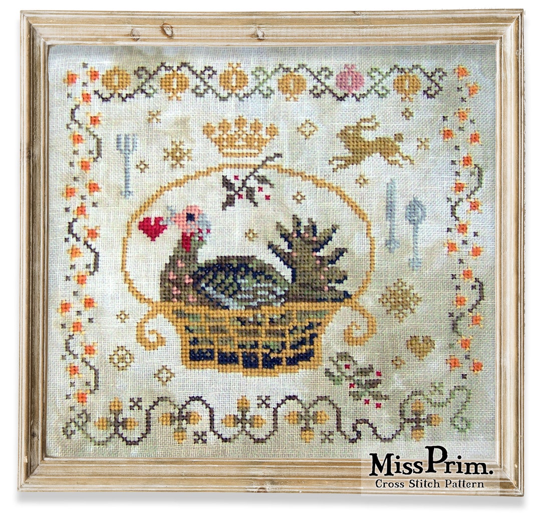 Turkey Cross Stitch Sampler Pattern PDF - Fall Cross Stitch Patterns ...