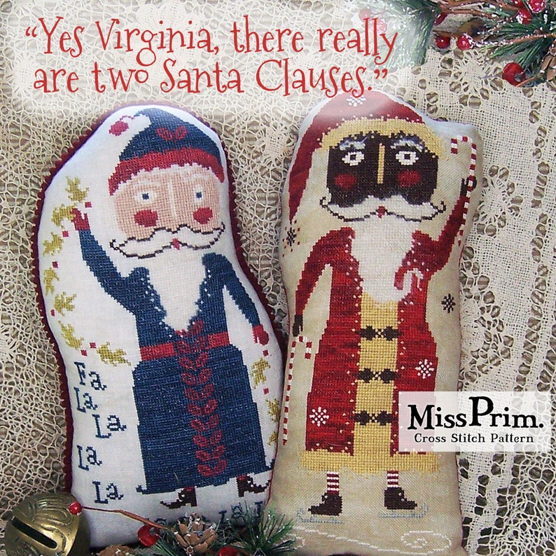 Black Santa Claus Cross Stitch Pattern - Farmhouse Christmas X-stitch ...
