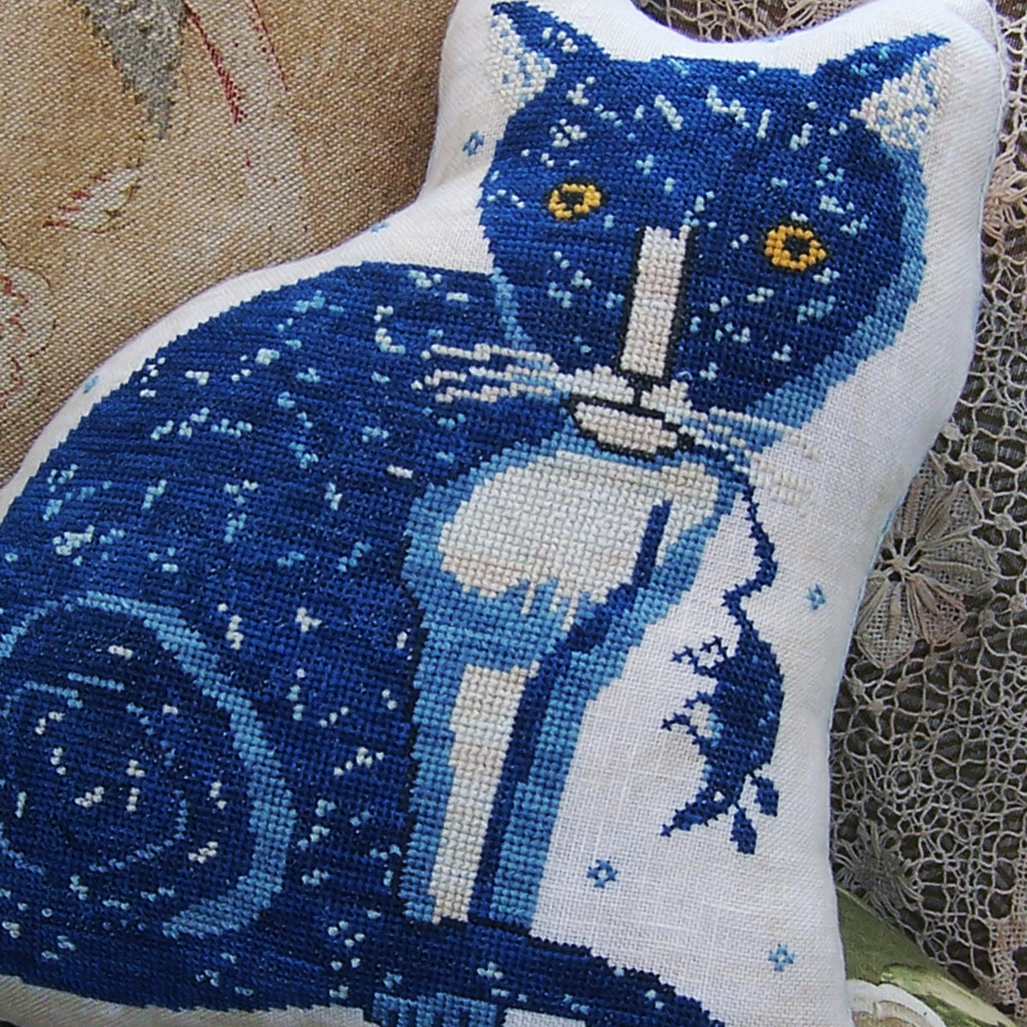 Kitty Cross Stitch Pattern, Miss Prim X-stitch PDF Pillow Pattern, Easy ...