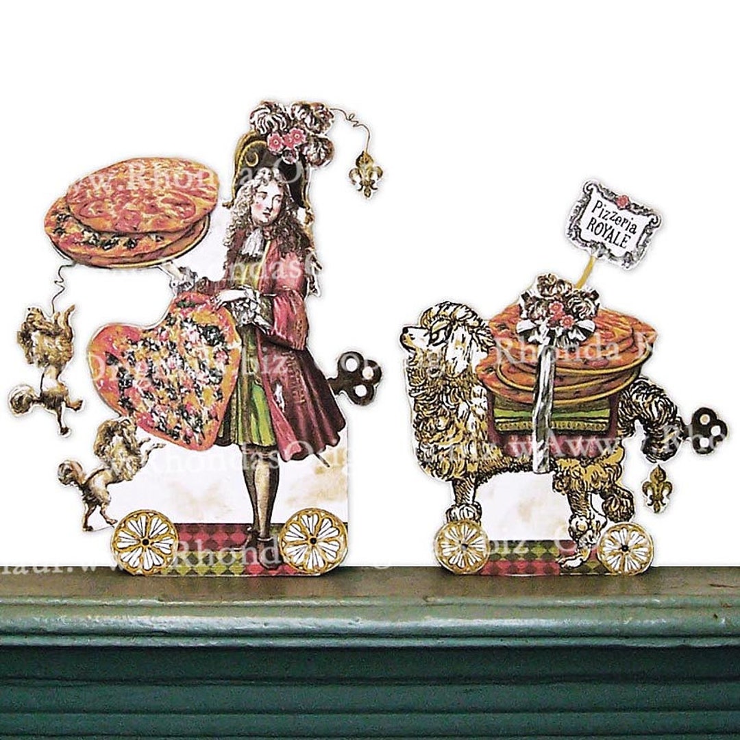 Printable Paper Dolls Pizza Man and Poodle Clipart Digital Download ...