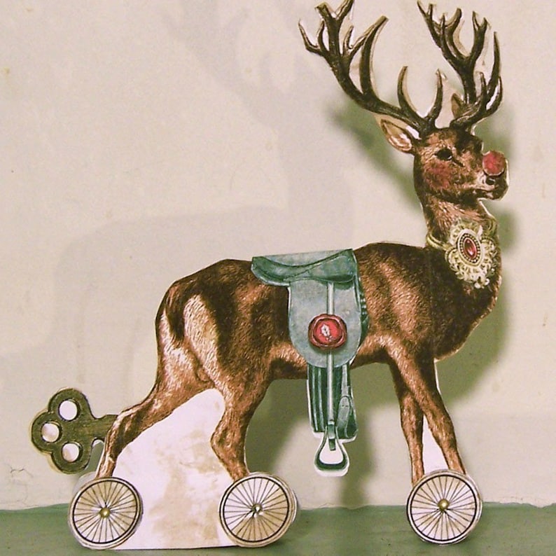 Christmas Decoration Rudolph Reindeer Digital Paper Doll - INSTANT ...