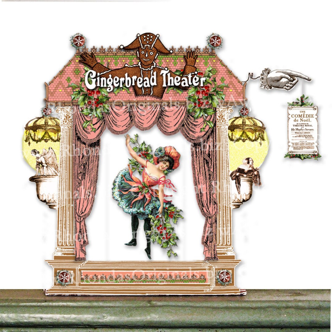 Printable Christmas Gingerbread Theater, Carriage, Digital 3D Paper ...
