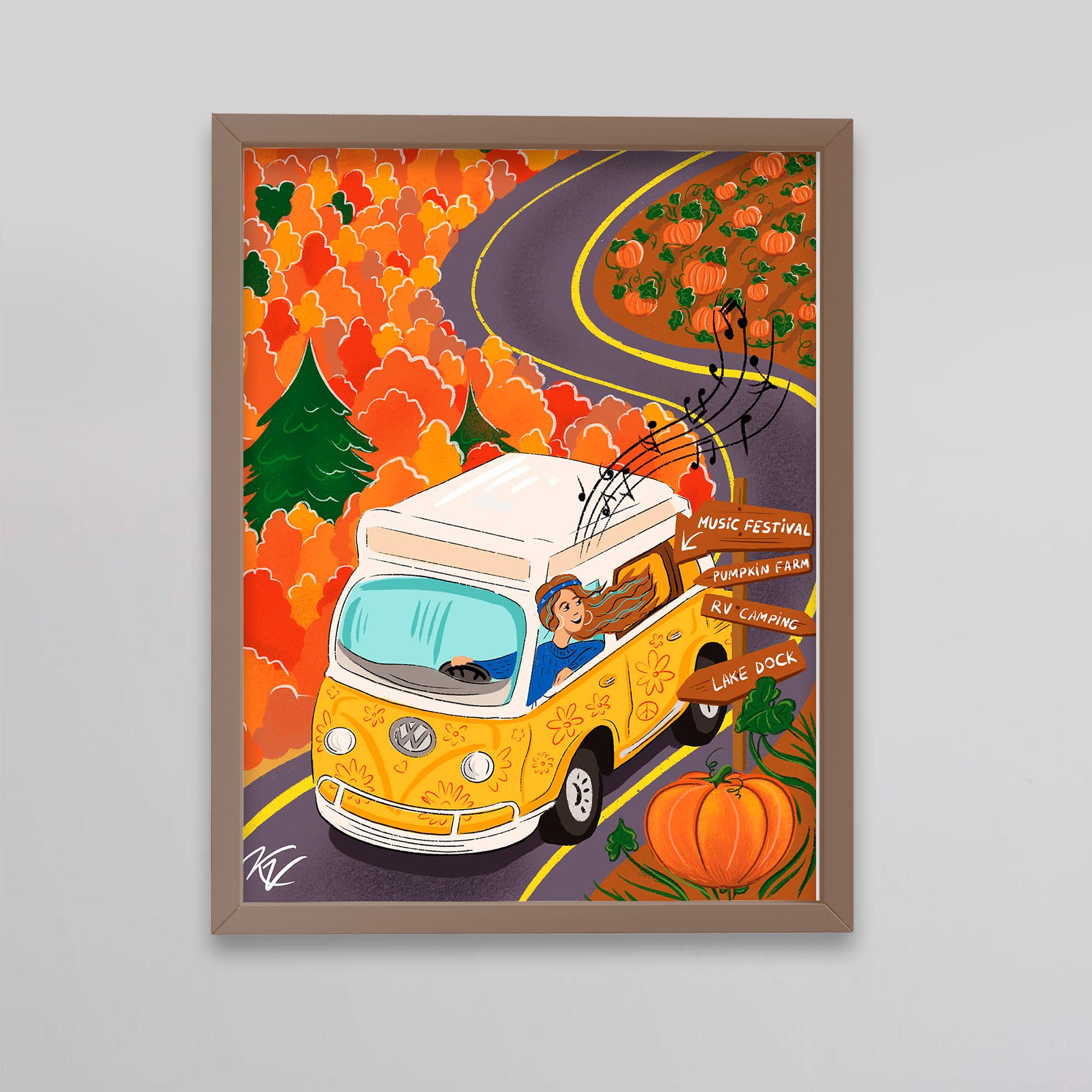 Autumn Travel Poster, Pumpkin Field Poster, Home Decor Poster, Wall ...