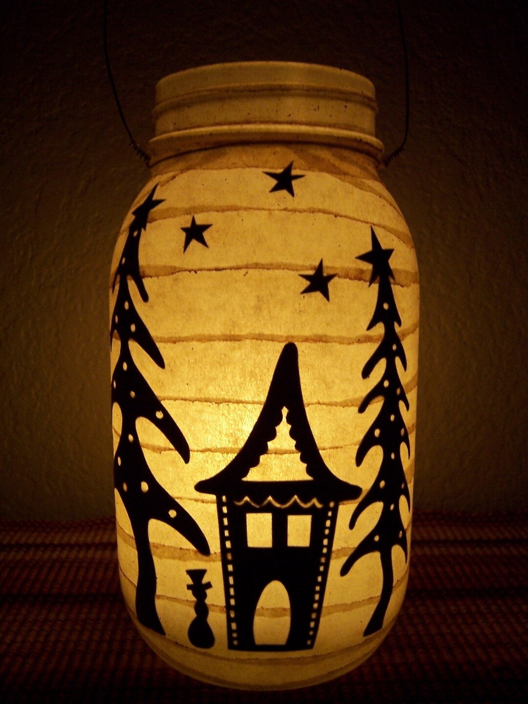 Grungy Primitive Christmas Gingerbread House Lantern Light Luminary ...