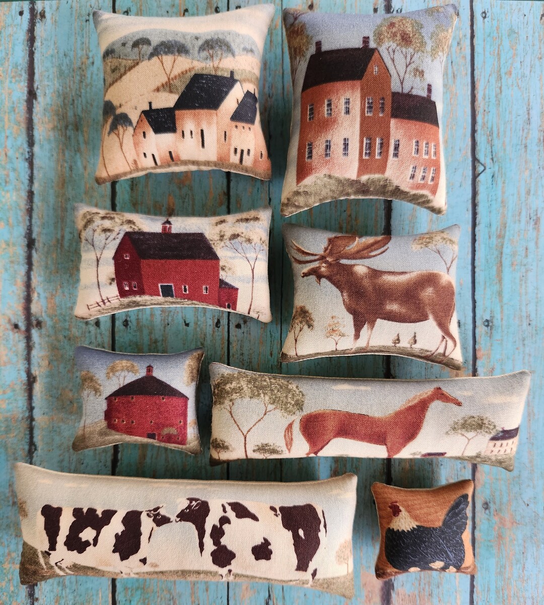 Set of 8 Primitive Folk Art Themed Ornies Free Shipping - Etsy