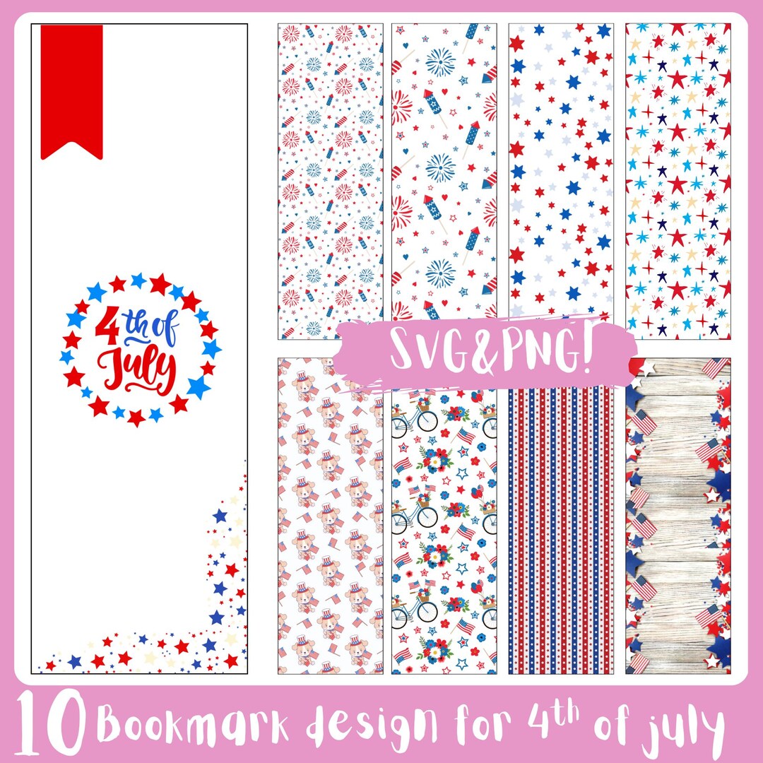 4th of July Bookmark SVG Bundle | Patriotic Bookmarks PNG PDF ...