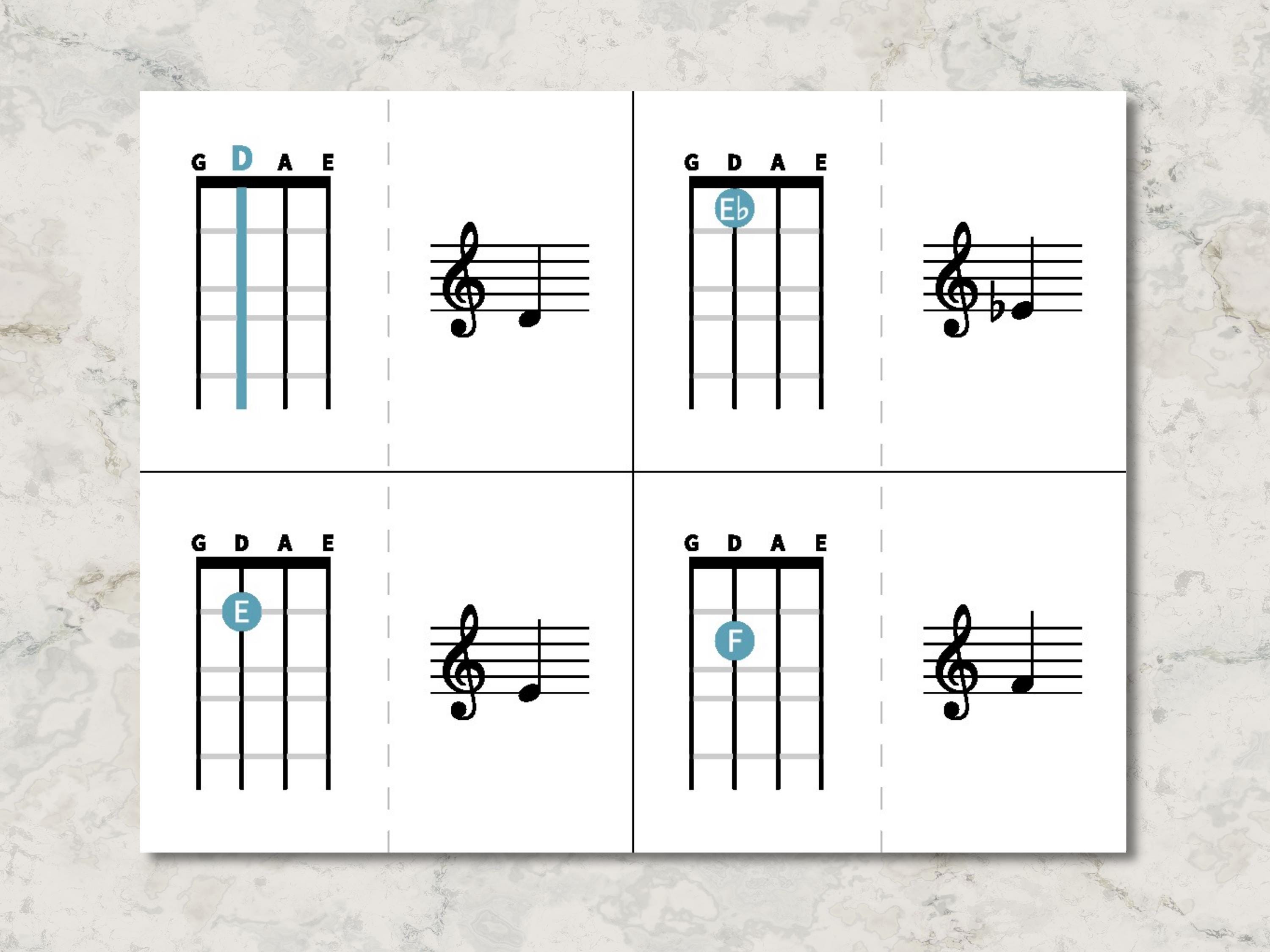 Violin Flashcards Treble Clef, First Position Flash Cards, Fingerboard ...