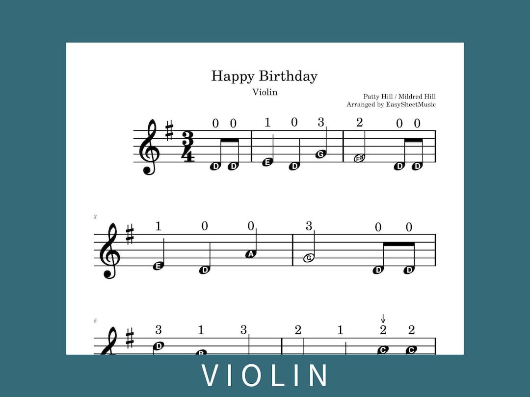 Happy Birthday | EASY Violin Sheet Music & Audio – Digital Download PDF ...