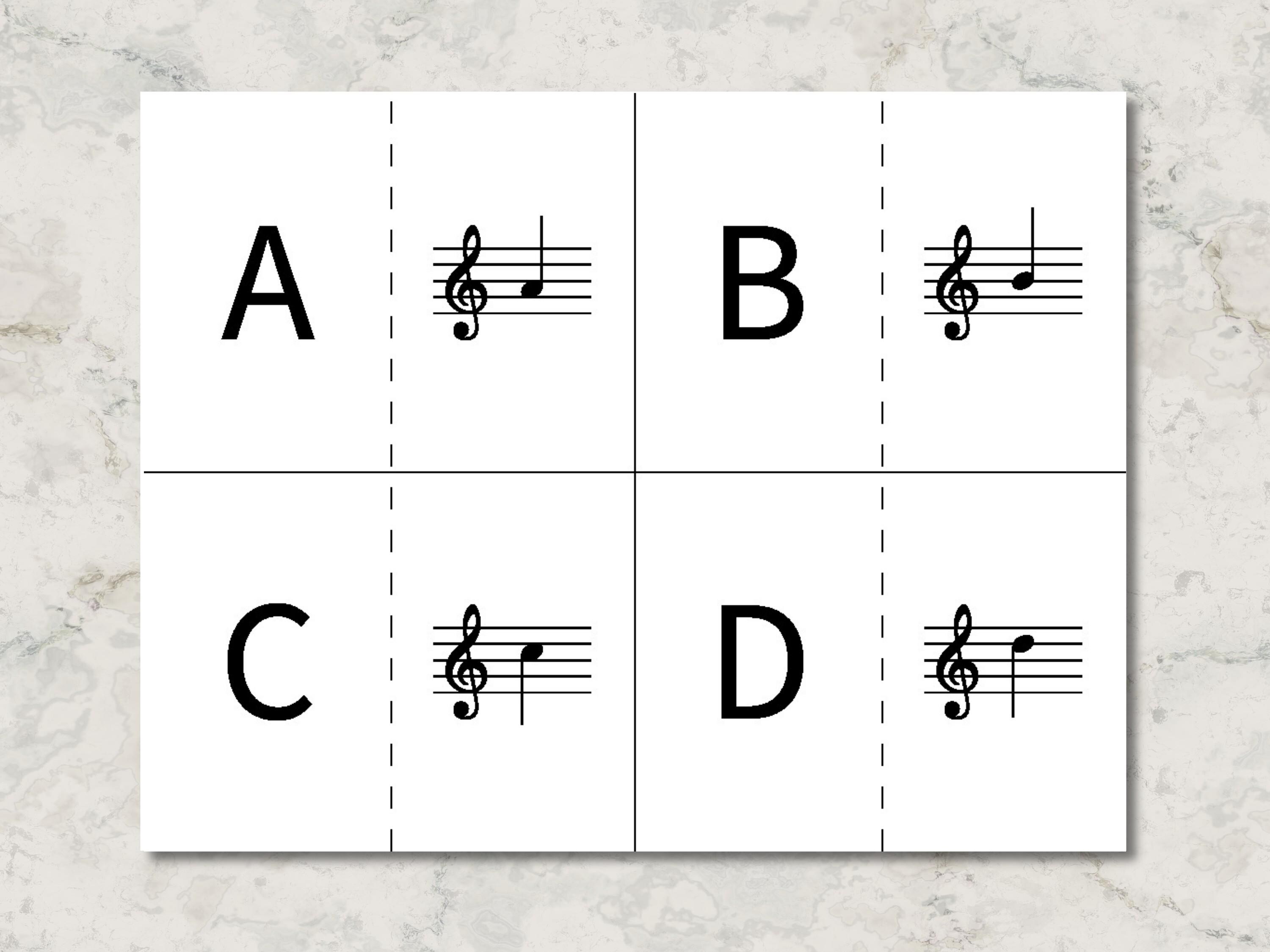 Music Note Flashcards, Treble Clef Flash Cards, PDF Download - Etsy