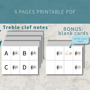 Music Note Flashcards, Treble Clef Flash Cards, PDF Download - Etsy