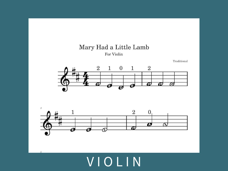 Mary Had a Little Lamb | EASY Violin Sheet Music & Audio – Digital ...
