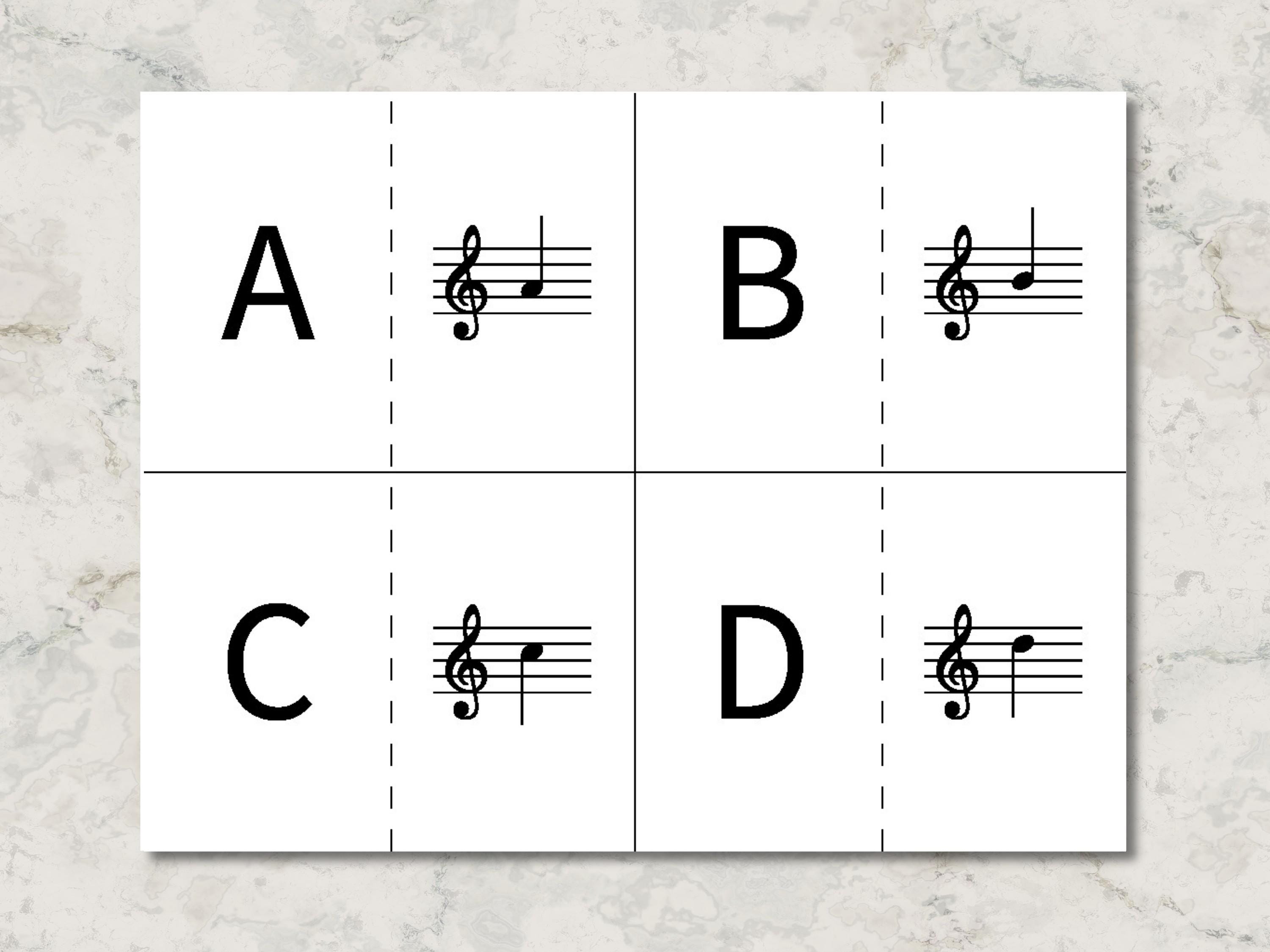 Music Note Flash Cards, Musical Note Names Flashcards, Treble Clef ...