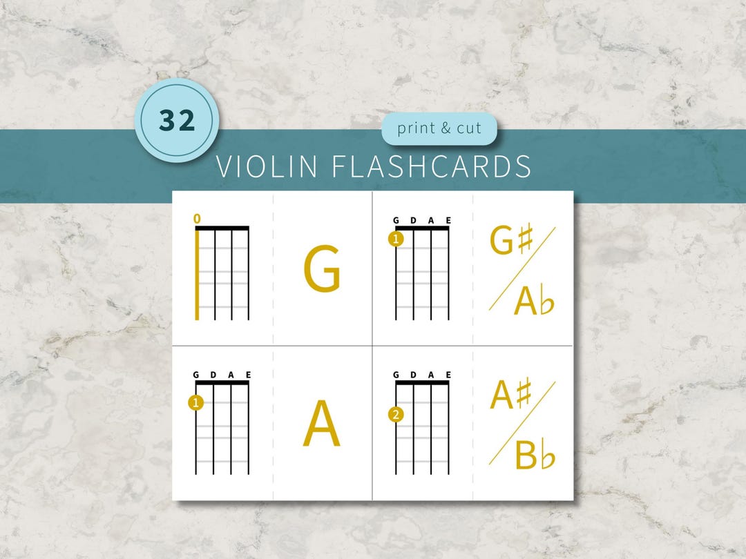 Violin Note Flashcards, First Position Flash Cards, Fingerboard Chart ...