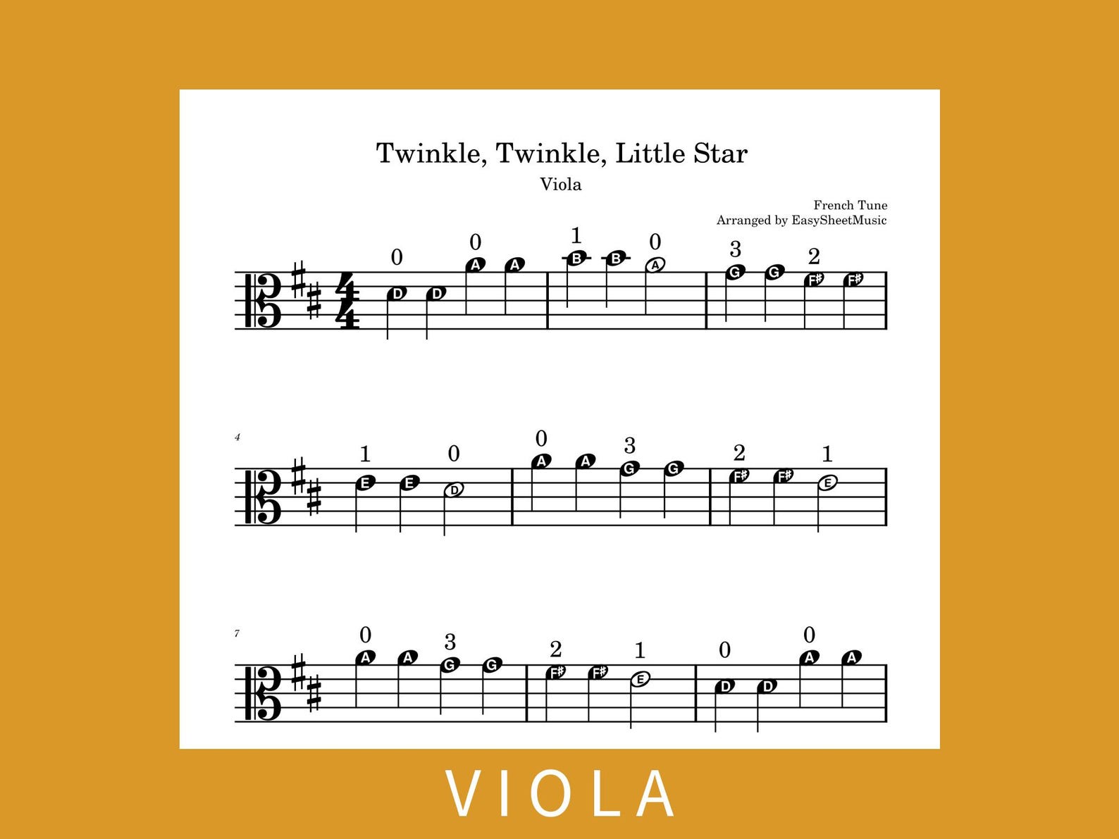 Twinkle Twinkle Little Star | EASY Viola Sheet Music & Audio, PDF MP3 ...