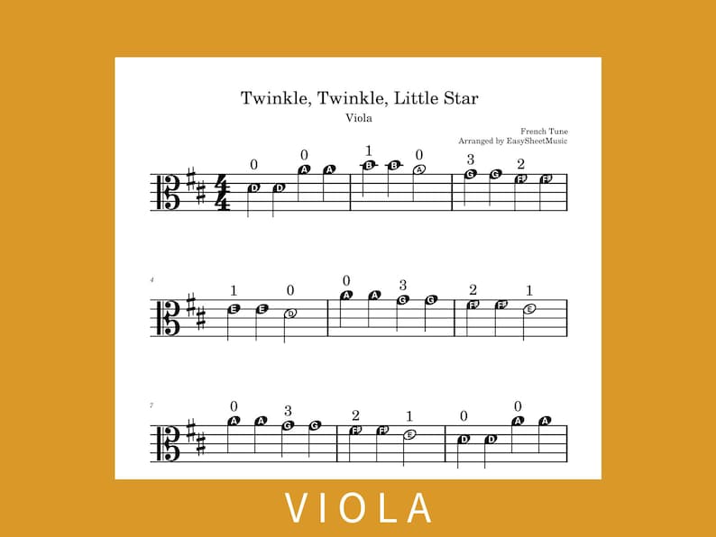 Twinkle Twinkle Little Star | EASY Viola Sheet Music & Audio, PDF MP3 ...